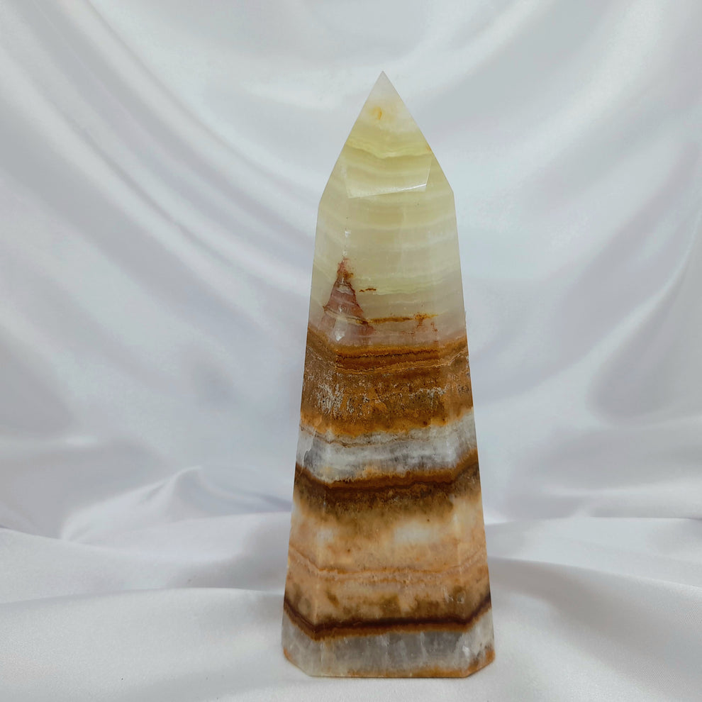 Green Banded Calcite Crystal Medium – Open Minded Journey